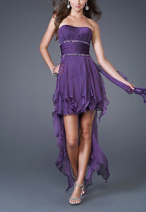 Sexet Stropløs Kort Cocktail Kjoler Lilla