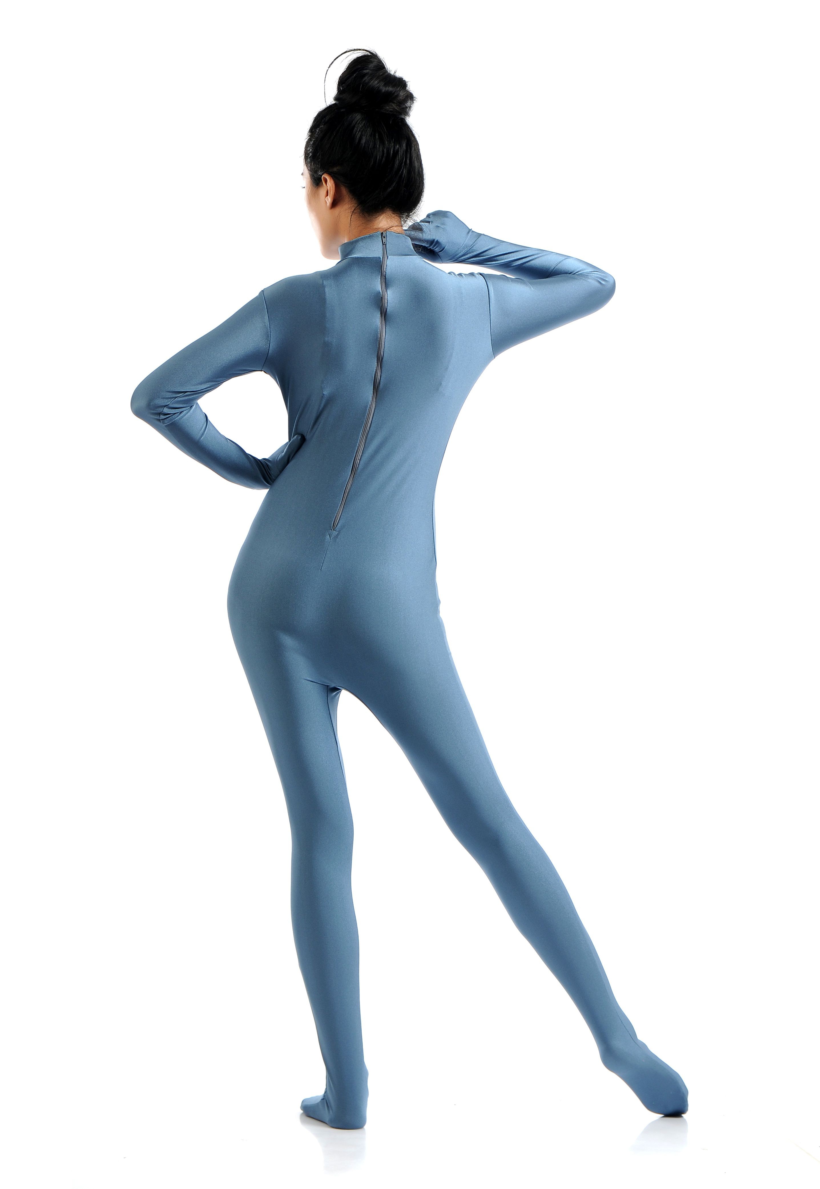 Lycra Spandex Skinsuits til Dame Second Skin Kostume Blå Grå
